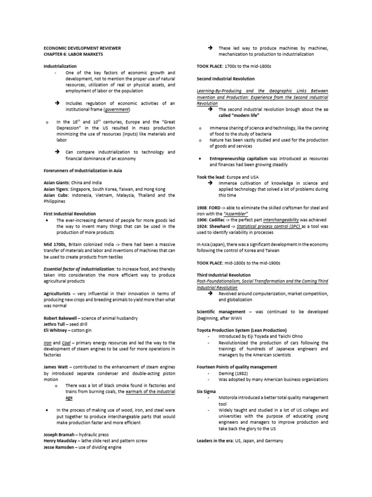Economic Development Reviewer | PDF | Labour Economics | Supply (Economics)