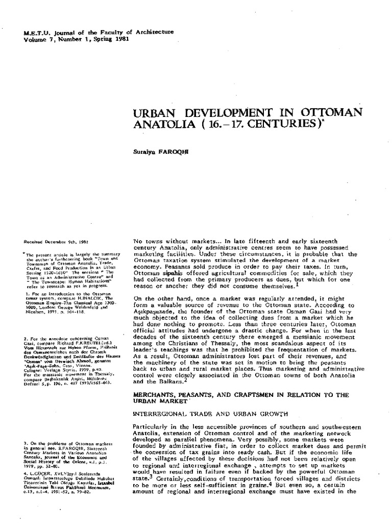 Urban Development in Ottoman Anatolia (16-17. Centuries) | PDF ...