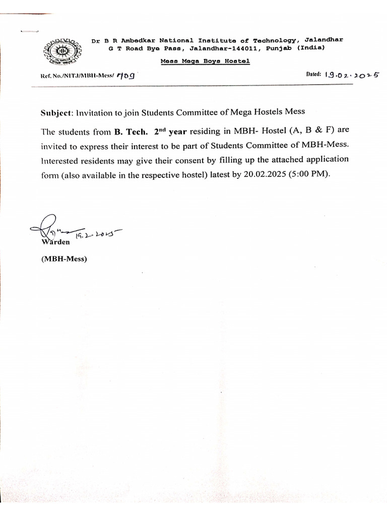 Mess committee Notice | PDF