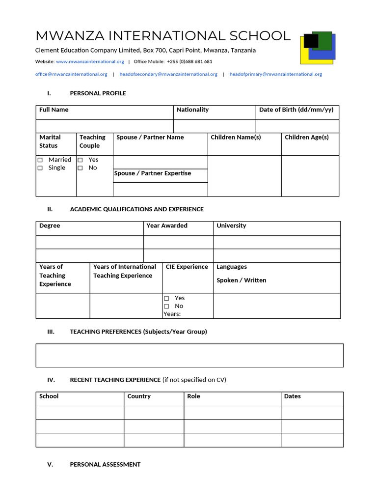 MIS Staff Application Form | PDF