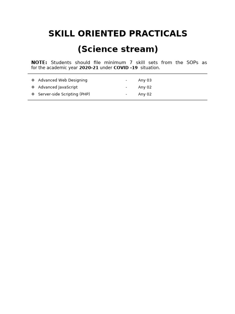 SOP Slips - Std. XII - Science | PDF | World Wide Web | Internet & Web