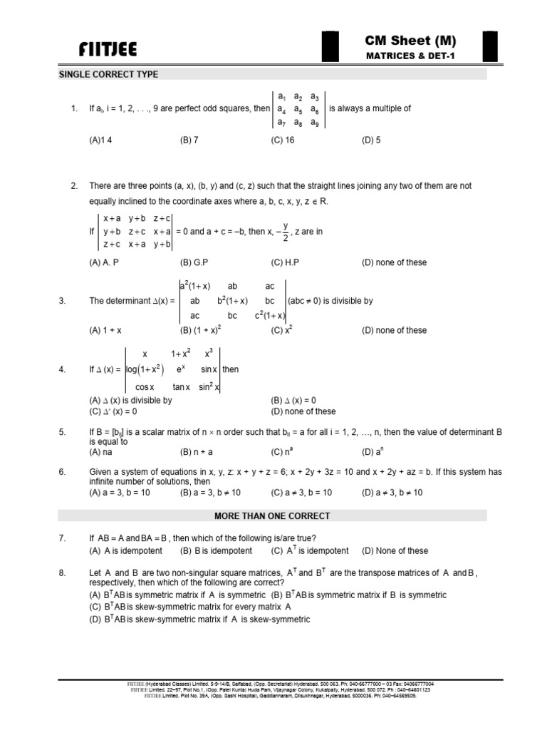 Matrices Determinants-2 | PDF | Matrix (Mathematics) | Abstract Algebra