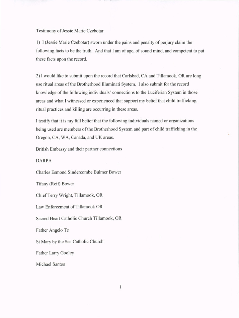 Affidavit of Jessie Czebotar Naming LoDolce and Flynn | PDF