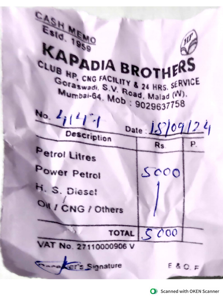 Fuel Receipt 4 | PDF