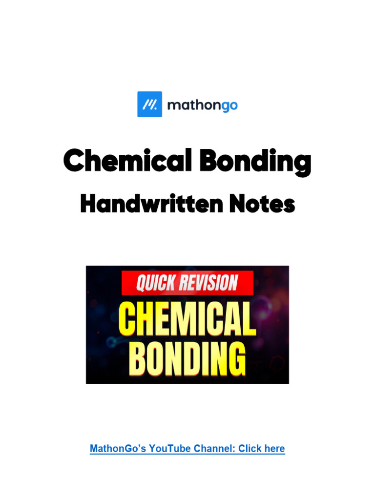 Chemical Bonding Notes Video | PDF
