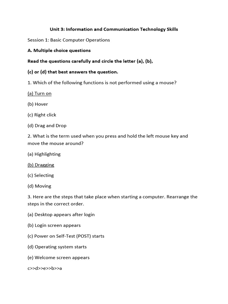 Pdf1 Unit 3 ICT Skills QnAns | PDF | Computer File | Computer Architecture