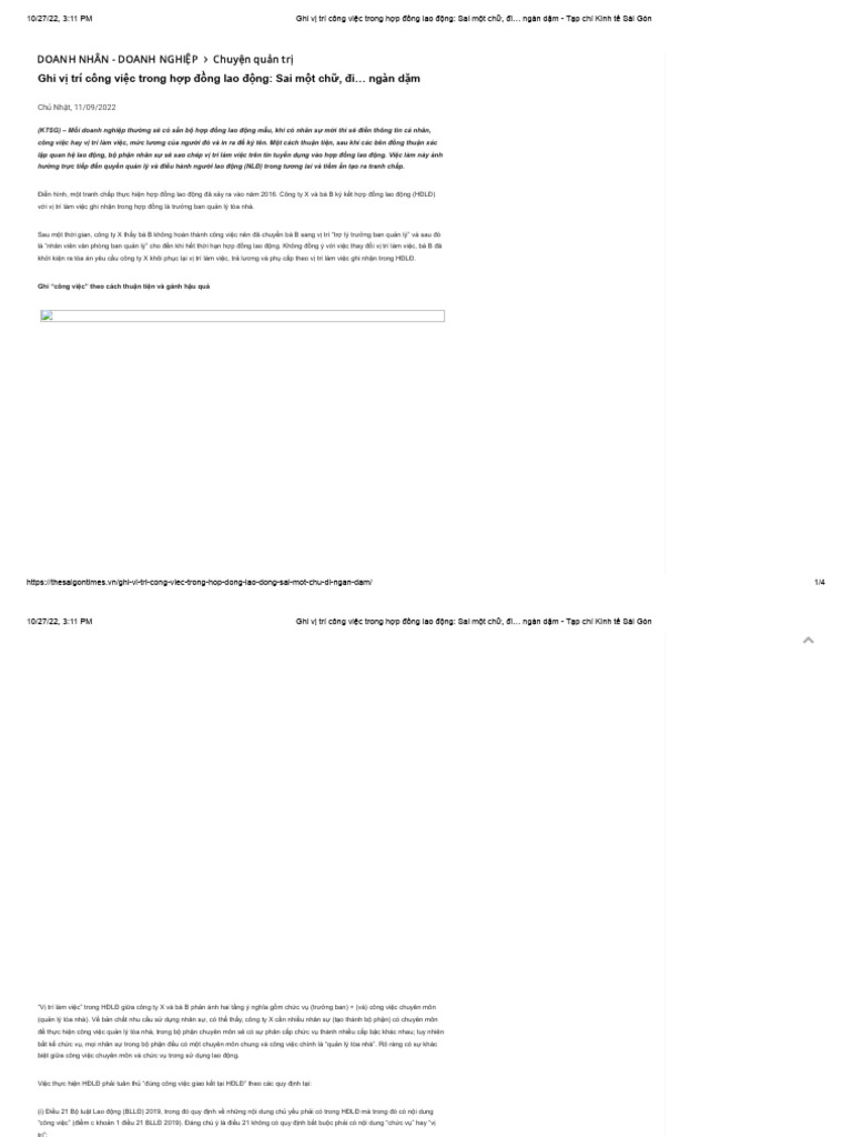 Ghi vị trí công việc trong hợp đồng lao động - Sai một chữ, đi… ngàn dặm - Tạp chí Kinh tế Sài ...