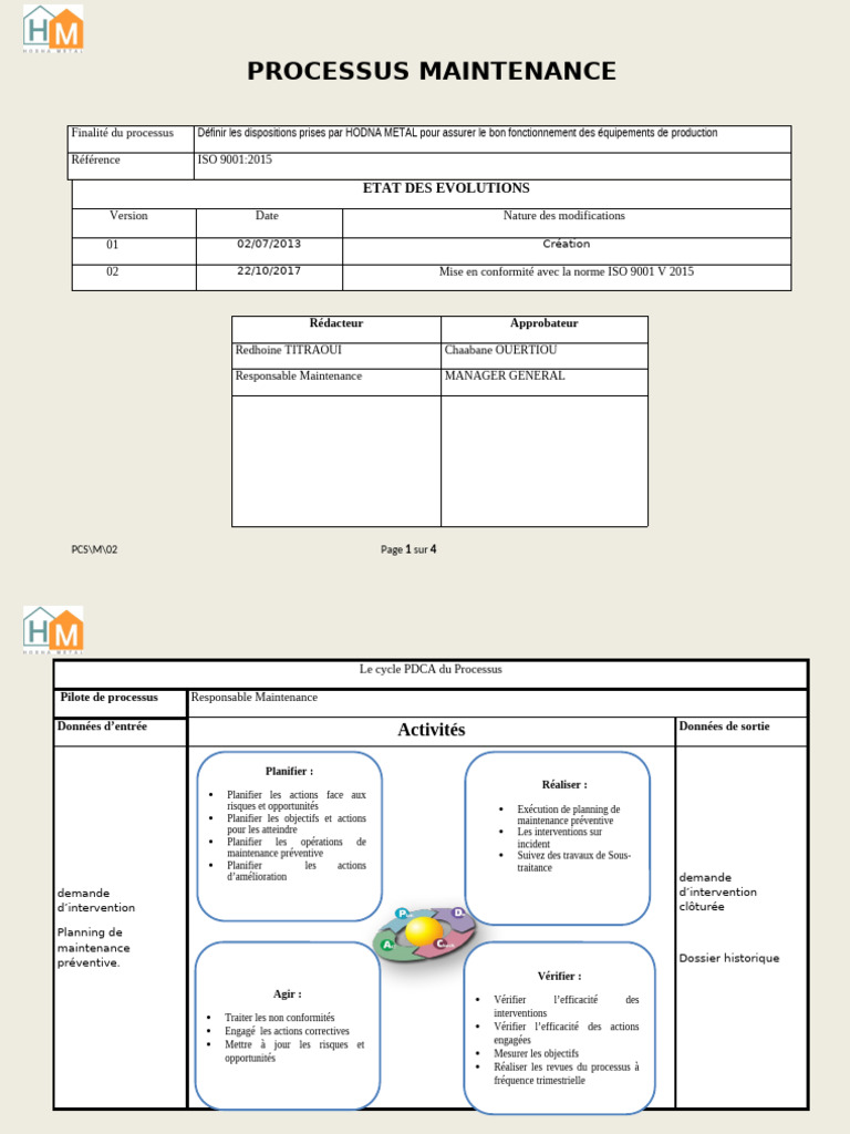 PROCESSUS maintenance | PDF | Informatique