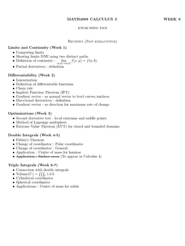 112 2 Class 04 Review Cal3 | PDF | Derivative | Gradient