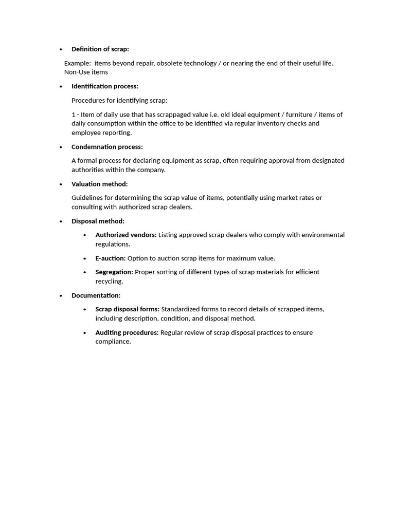 Scrap Policy - Guidelines | PDF