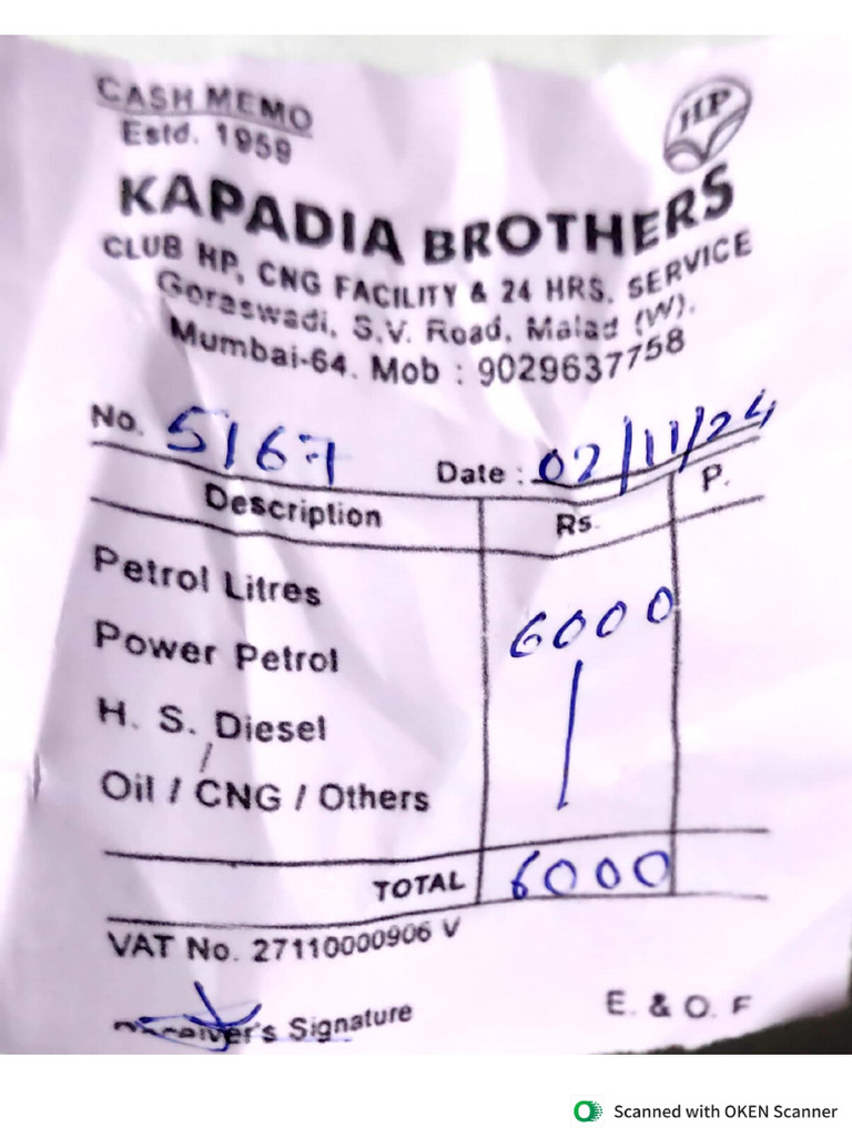 Fuel Receipt 5 | PDF