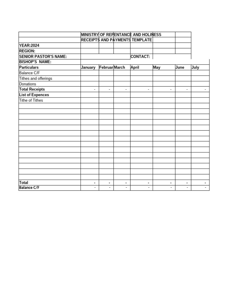 Receipts and Payments Summary Template | PDF