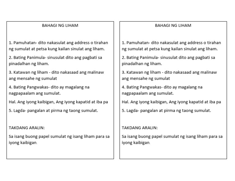Bahagi NG Liham | PDF