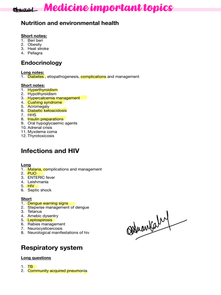 Medicine Important Topics | PDF | Respiratory Diseases | Liver