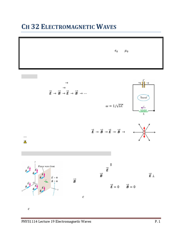 Lecture19 ch32 | PDF | Waves | Electromagnetic Radiation