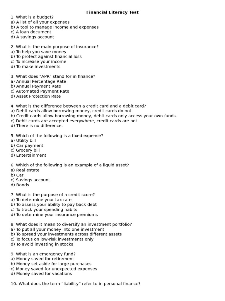 Financial Literacy Pdf Debt Interest