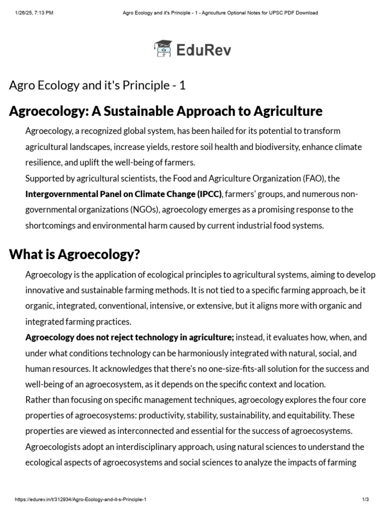Agro Ecology and It's Principle - 1 - Agriculture Optional Notes For ...