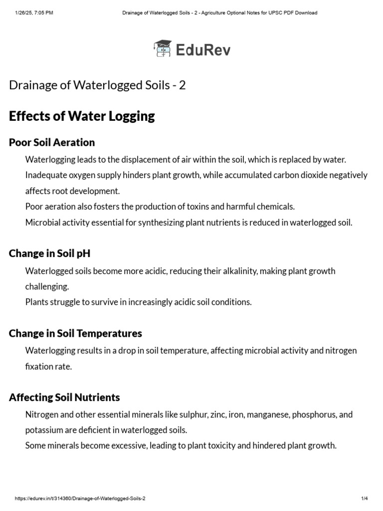Drainage of Waterlogged Soils - 2 - Agriculture Optional Notes For UPSC ...