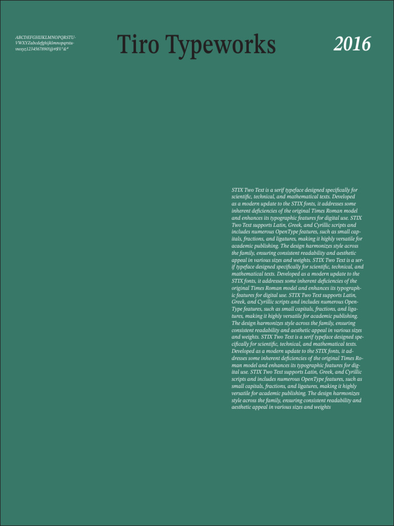 STIX Two Text Typeface Overview | PDF | Typefaces | Graphic Design