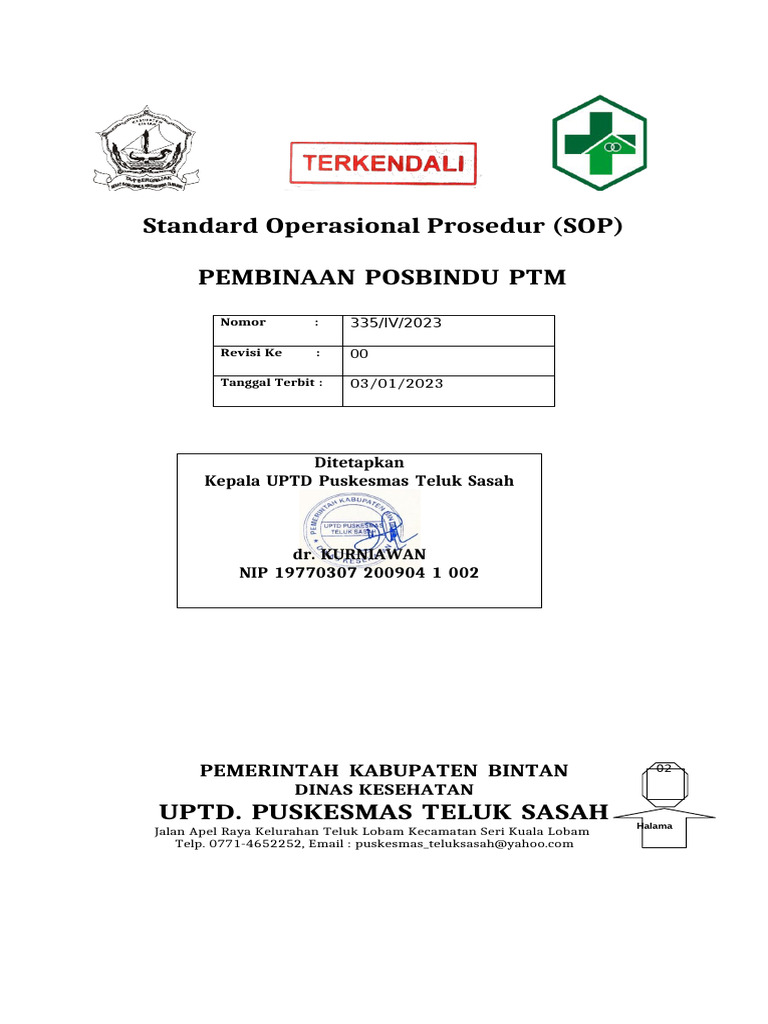 SOP PEMBINAAN POSBINDU PTM | PDF