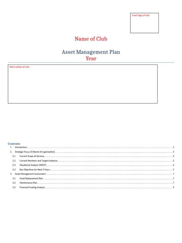 Asset-Management-Plan-Template (2) | PDF | Swot Analysis | Revenue
