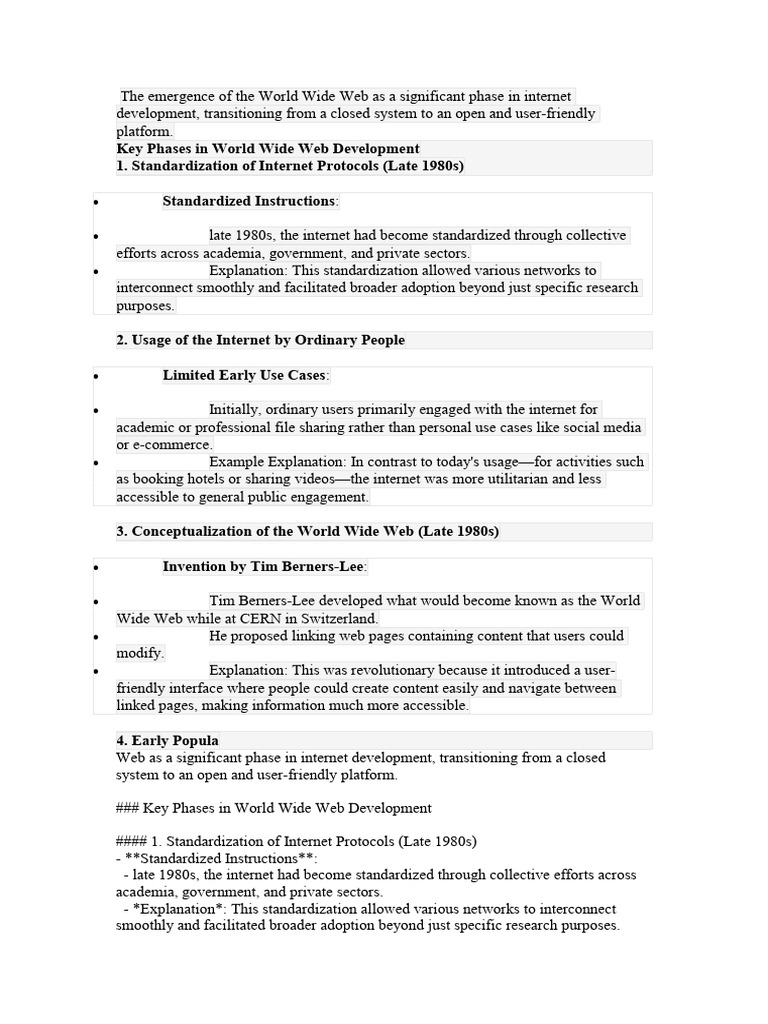 The Emergence of The World Wide Web As A Significant Phase in Internet ...