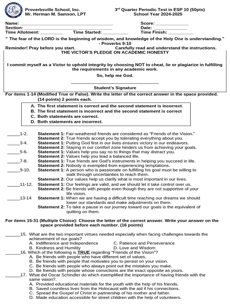 3rd-Qtr.PT.ESP10.AX | PDF | Wisdom