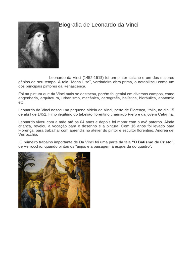 Biografia de Leonardo da Vinci | PDF | Leonardo da Vinci