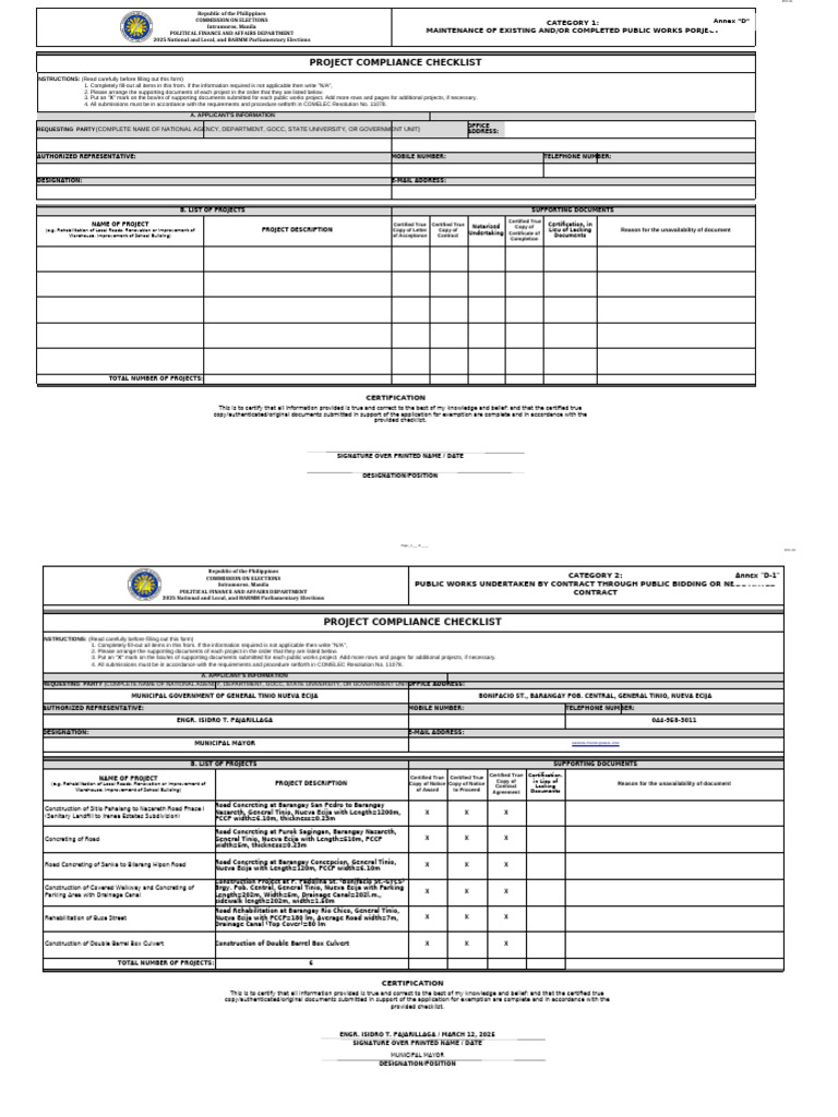 COMELEC Project Compliance Checklist | PDF