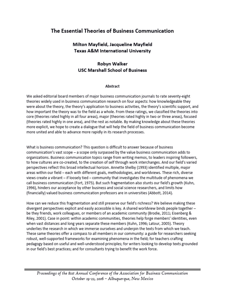 The Essential Theories of Business Communication | PDF | Theory ...