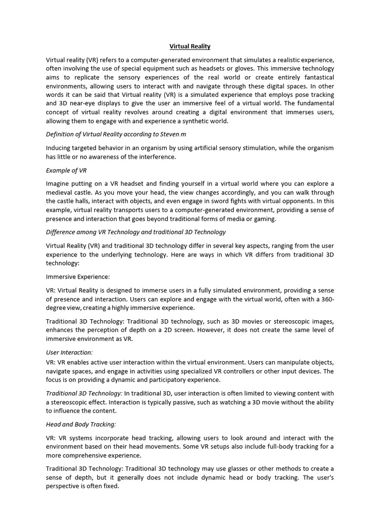 Unit 1 Lecture Notes | PDF | Virtual Reality | Stereoscopy Unit 1 Lecture Notes | PDF | Virtual Reality | Stereoscopy