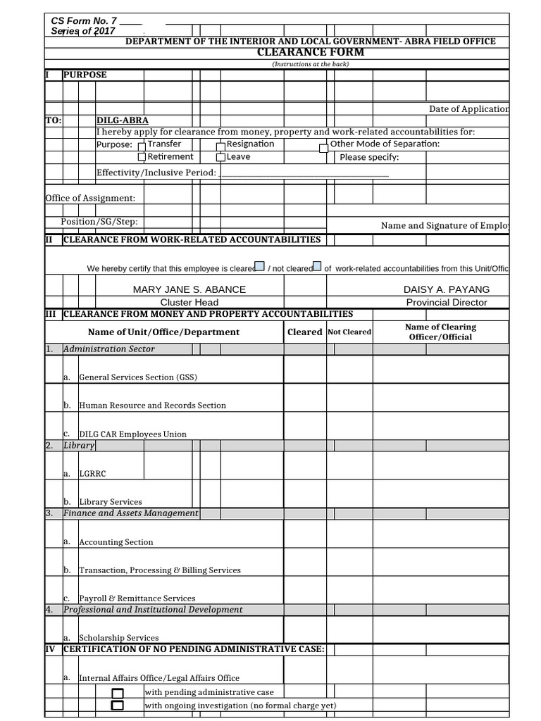 CS Form No. 7 Clearance Form | PDF | Economies | Business