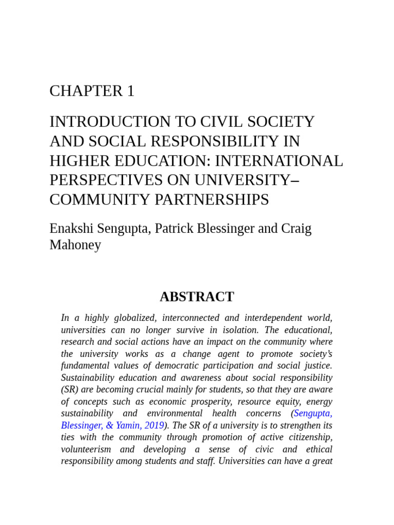 Chapter1-Introduction to Civil Society and Social Responsibility in Higher Education_16tr. | PDF ...