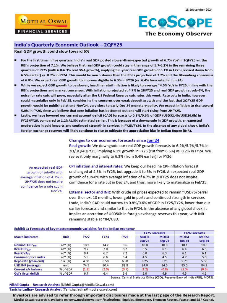 Eco Qeo 20240918 Mosl Es PG014 | PDF | Inflation | Gross Domestic Product