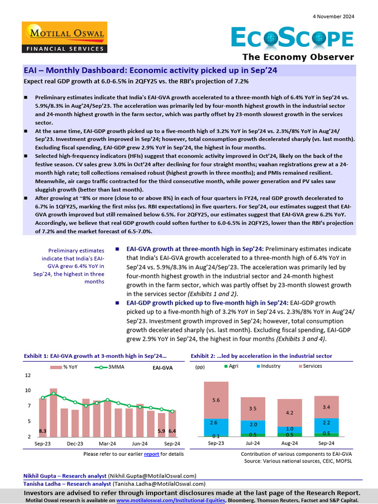 Ecoscope Eai 20241104 Mosl Es PG010 | PDF | Gross Domestic Product | Economic Growth
