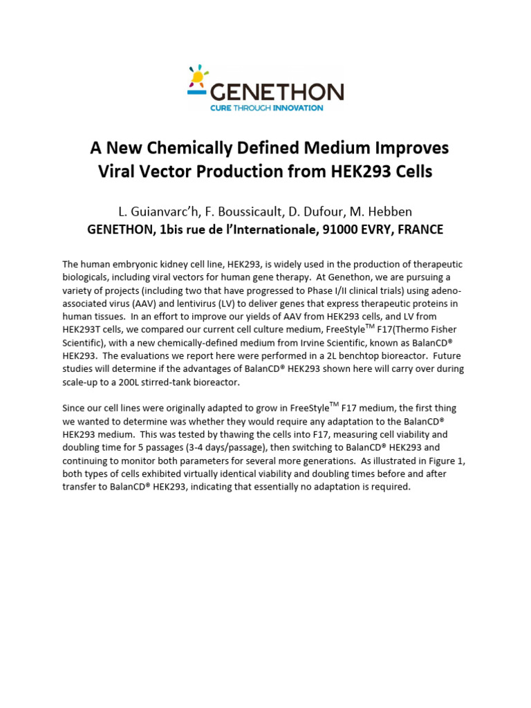 Improve Viral Vector Production From Hek293 Cells - Original | PDF ...