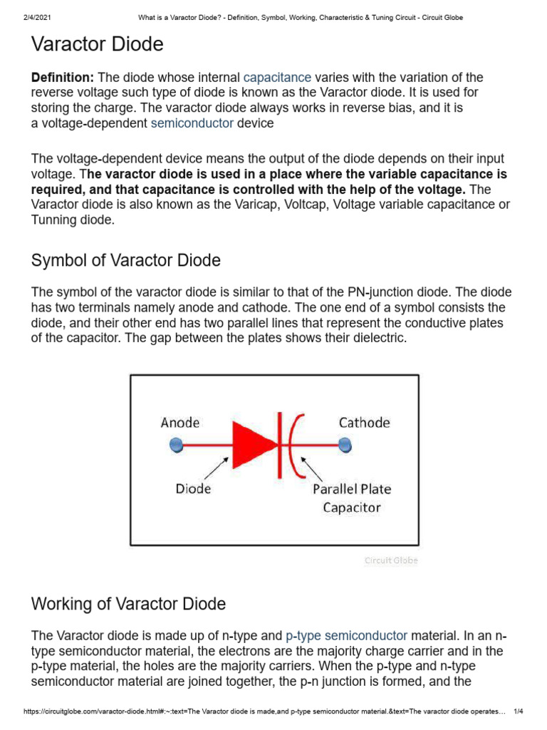 What is a Varactor Diode_ - Definition, Symbol, Working, Characteristic ...
