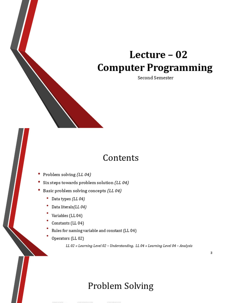 Programming Lecture 02 03 Pdf Data Type Variable Computer Science 2137