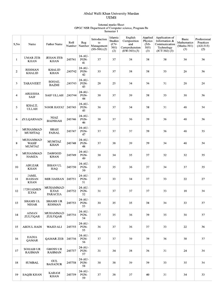 1st Semester Fall 2024 | PDF