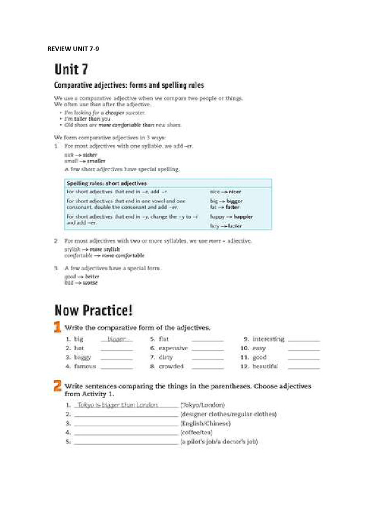 REVIEW UNIT 7-9 Session 8 | PDF