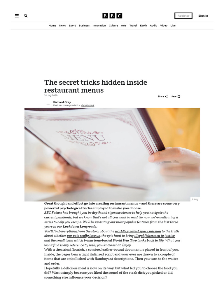 The secret tricks hidden inside restaurant menus | PDF | Menu | Restaurants