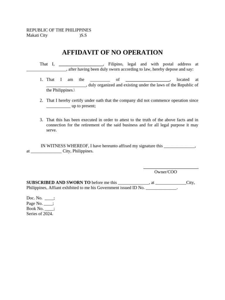 1affidavit of No Operation | PDF