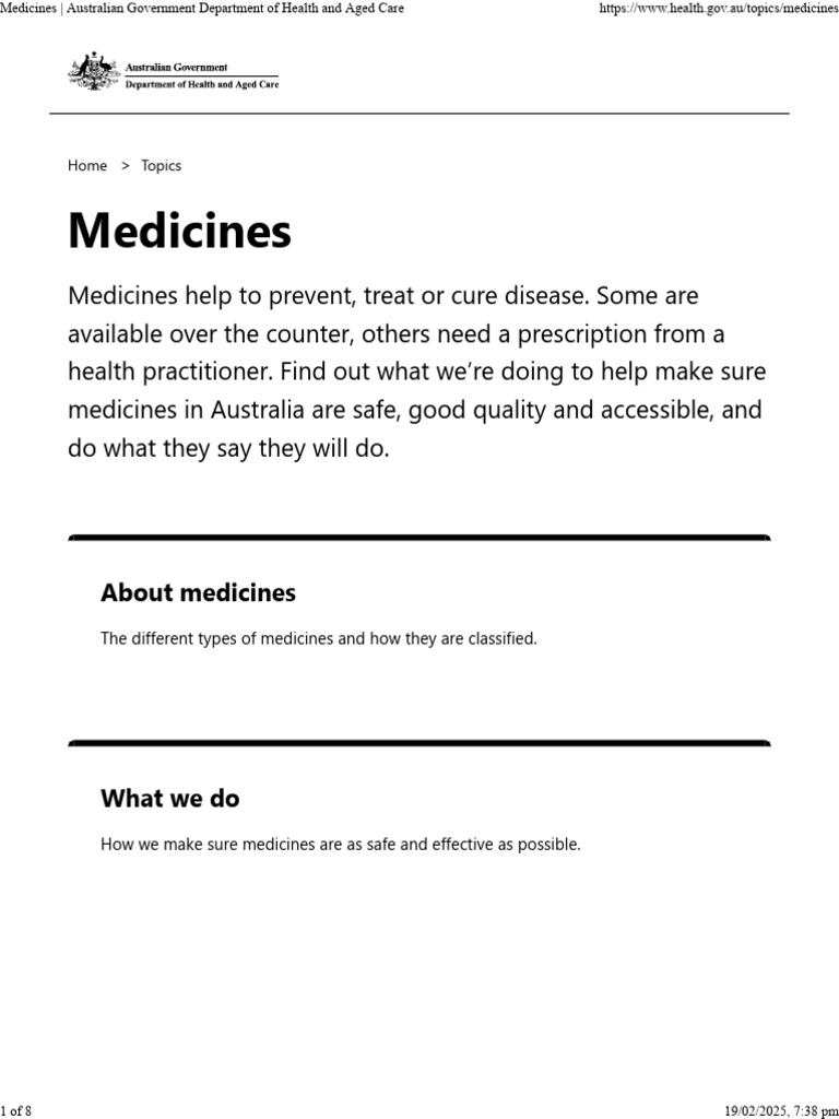 Medicines - Australian Government Department of Health and Aged Care ...