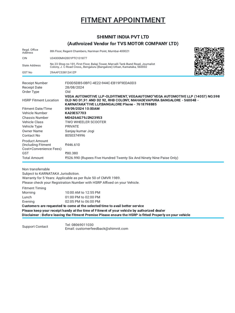 Payment Recipt | PDF