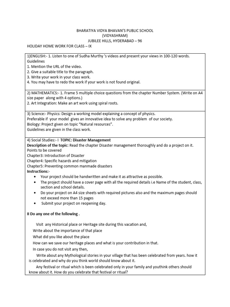 Holiday Homework Class IX | PDF | Grammatical Number | Languages