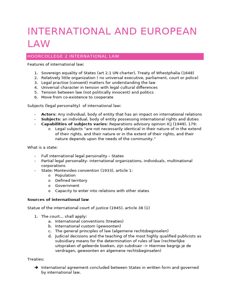 International and European Law | PDF | International Law | Treaty