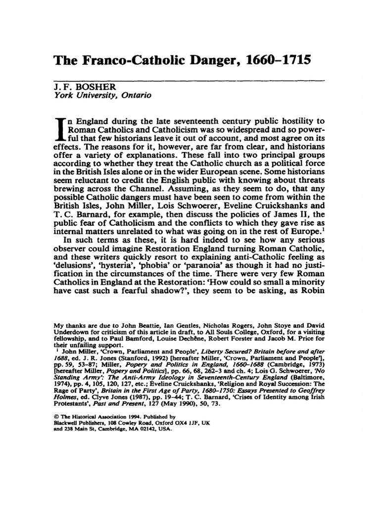 The Franco-Catholic Danger, 1660-1715 | PDF | Anti Catholicism | France
