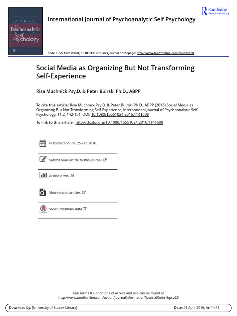 Social Media Self Object | PDF | Empathy | Loneliness
