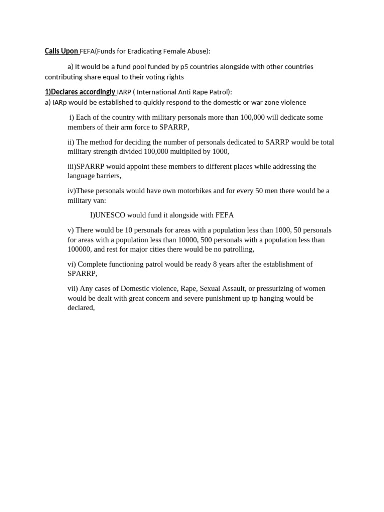 Calls Upon FEFA | PDF