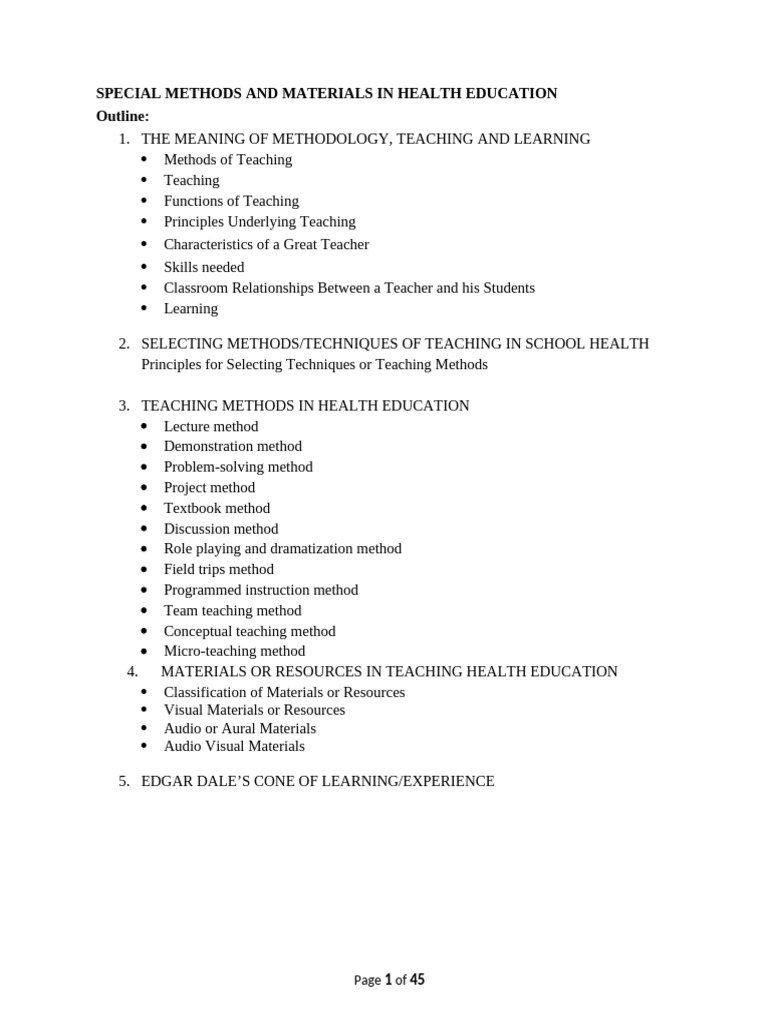 HED 265 Methods and Materials | PDF | Teachers | Teaching Method